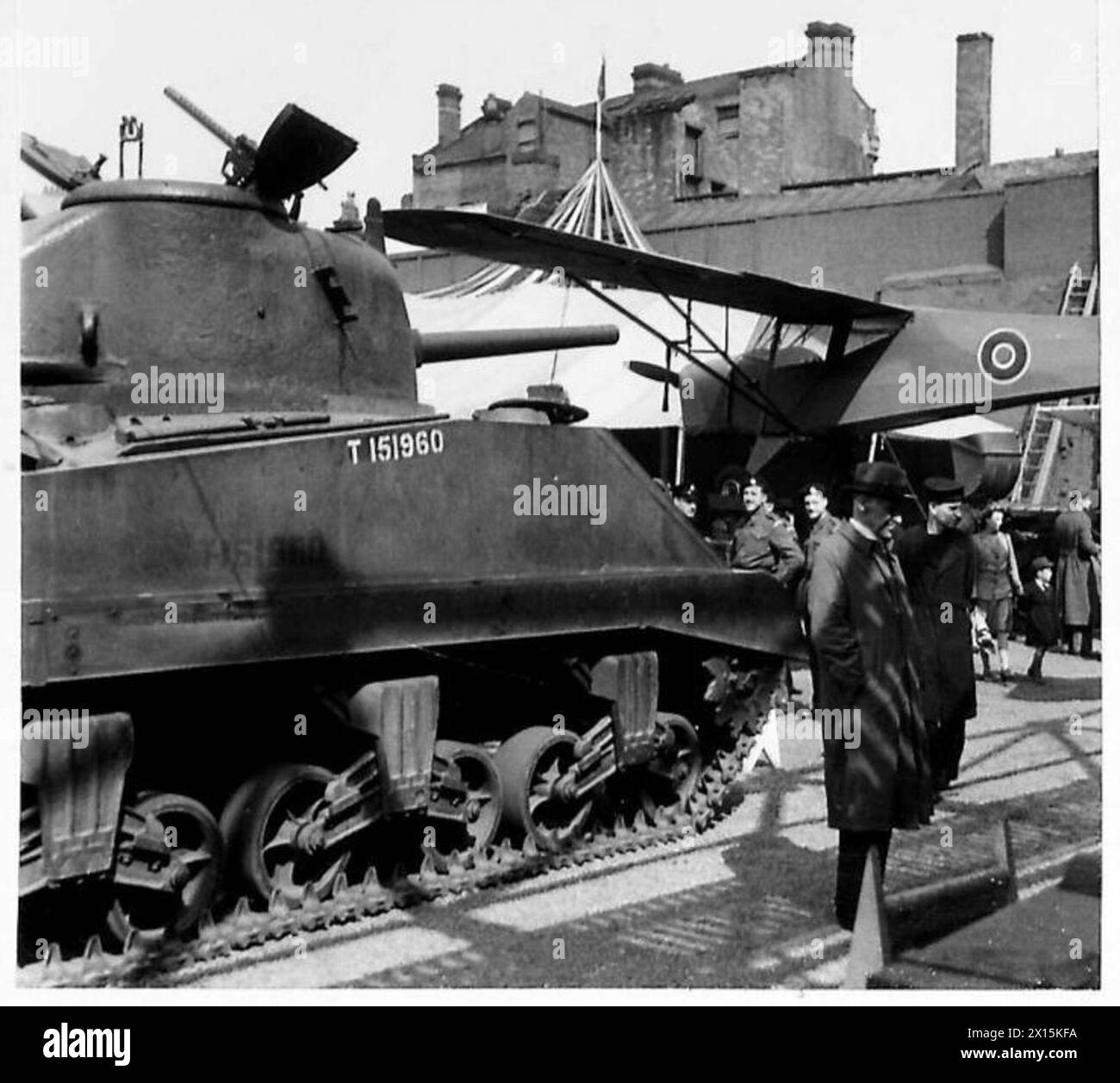 ARMY EQUIPMENT EXHIBITION AT BIRMINGHAM - A Sherman tank and Auster ...