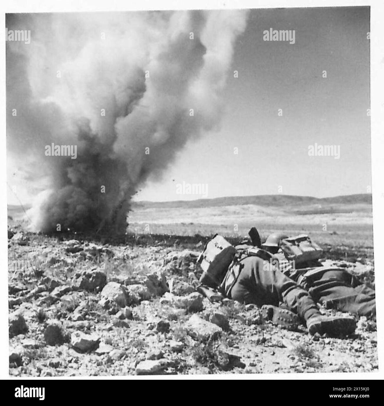 RECONSTRUCTION OF EIGHTH ARMY BATTLES - With shells landing nearby ...