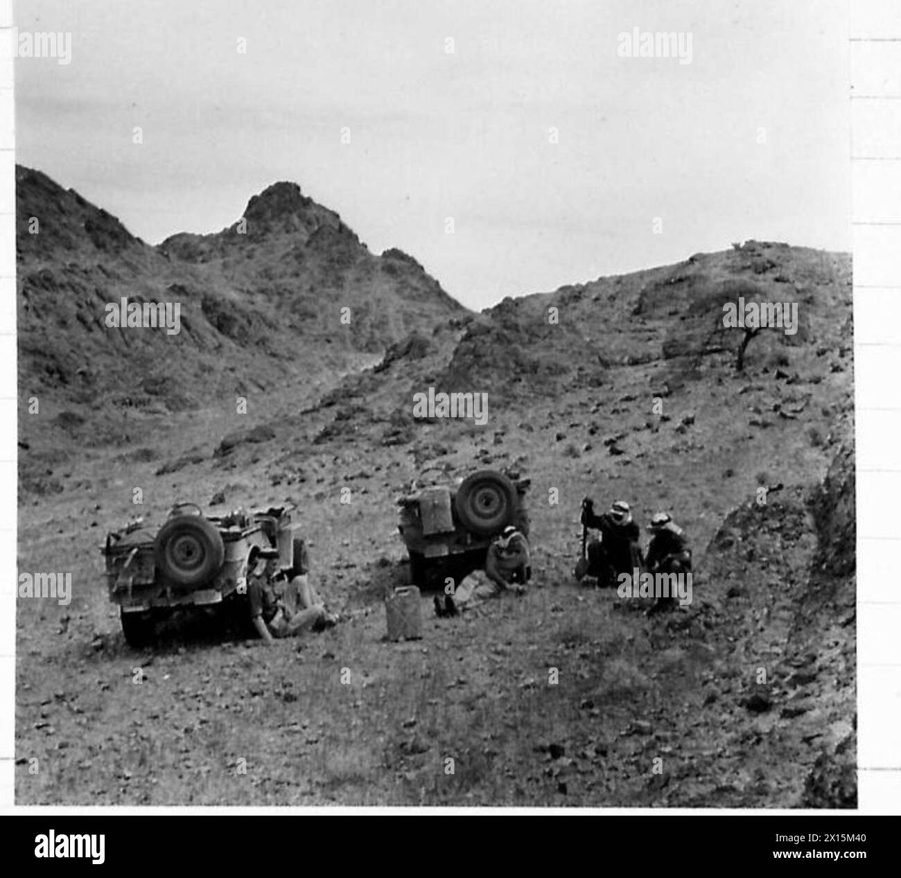 Allied troops travel through the Nefud desert using jeeps to control ...