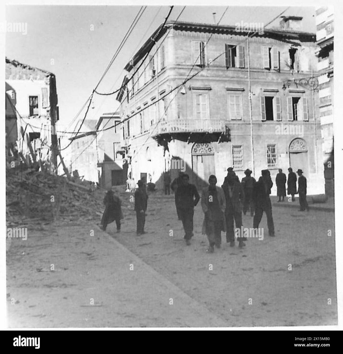 EIGHTH ARMY : FALL OF CESENA - Street scene showing wrecked buildings ...