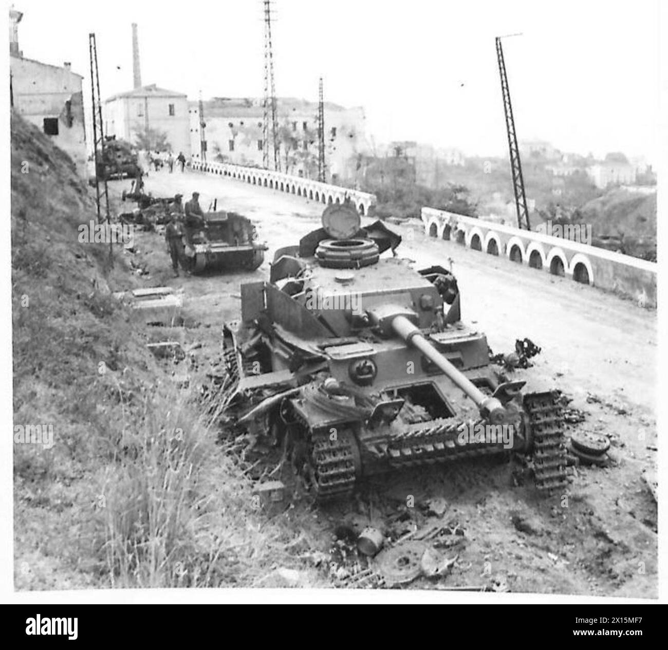 INVASION OF ITALY : FIFTH ARMY - German Mk IV tank destroyed by our ...