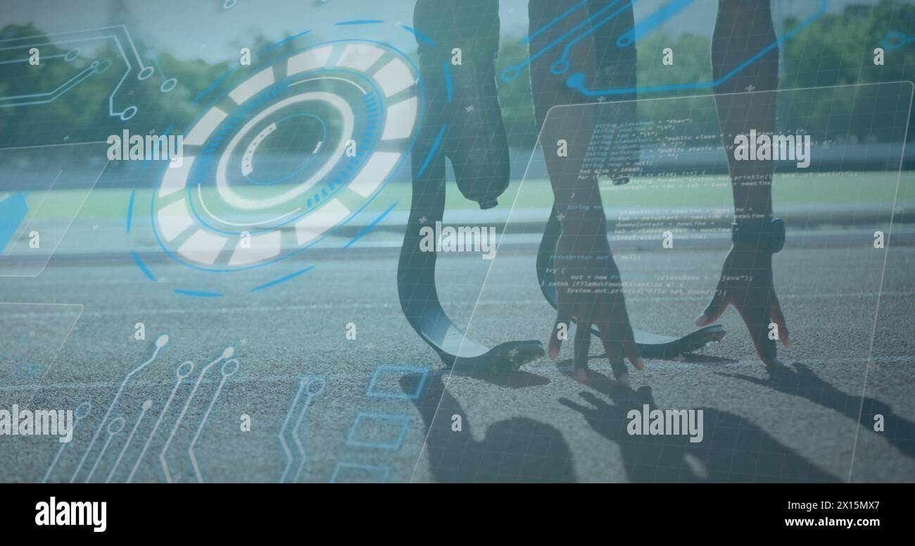 Image of data processing on digital screen over african america male ...