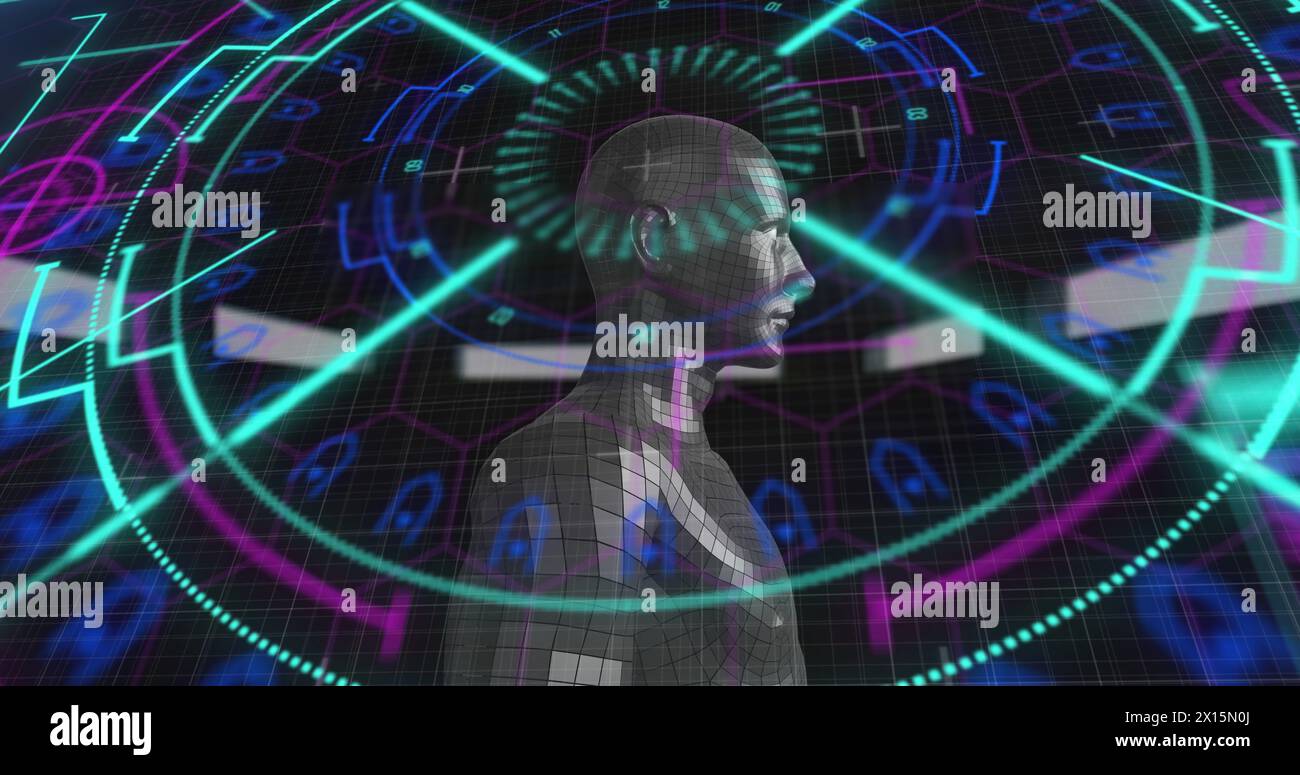 Image of scope scanning and data processing over human body Stock Photo ...