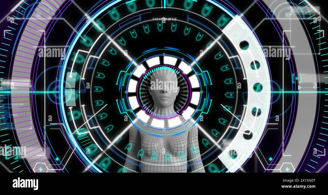 Image of scope scanning and data processing over human body Stock Photo - Alamy