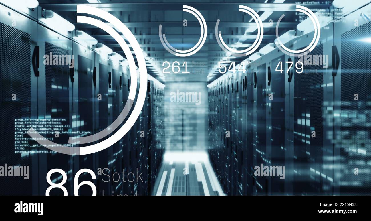 Image of geometric shapes and rotating in network of connections over ...