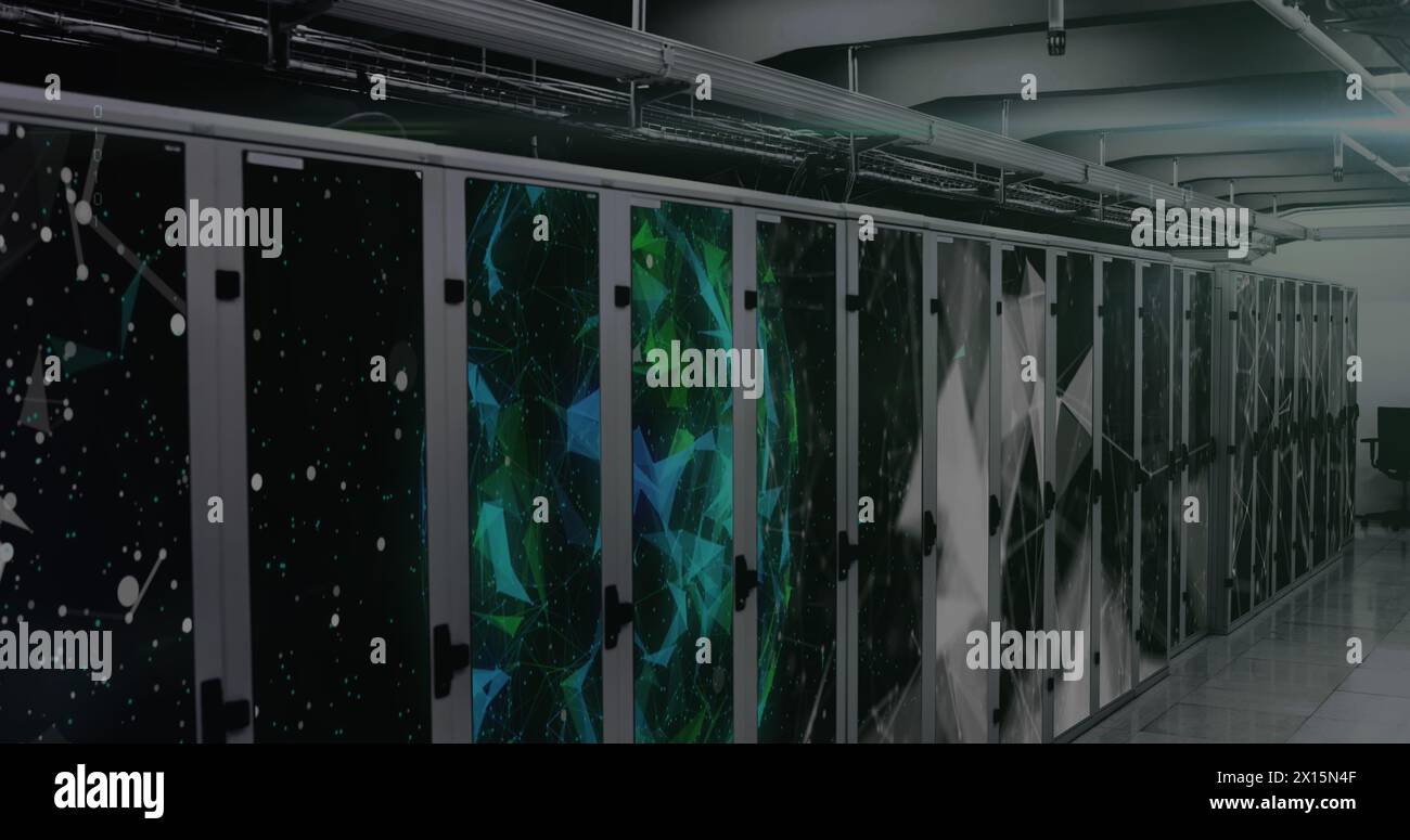 Image of message icons and data processing over computer servers Stock Photo - Alamy