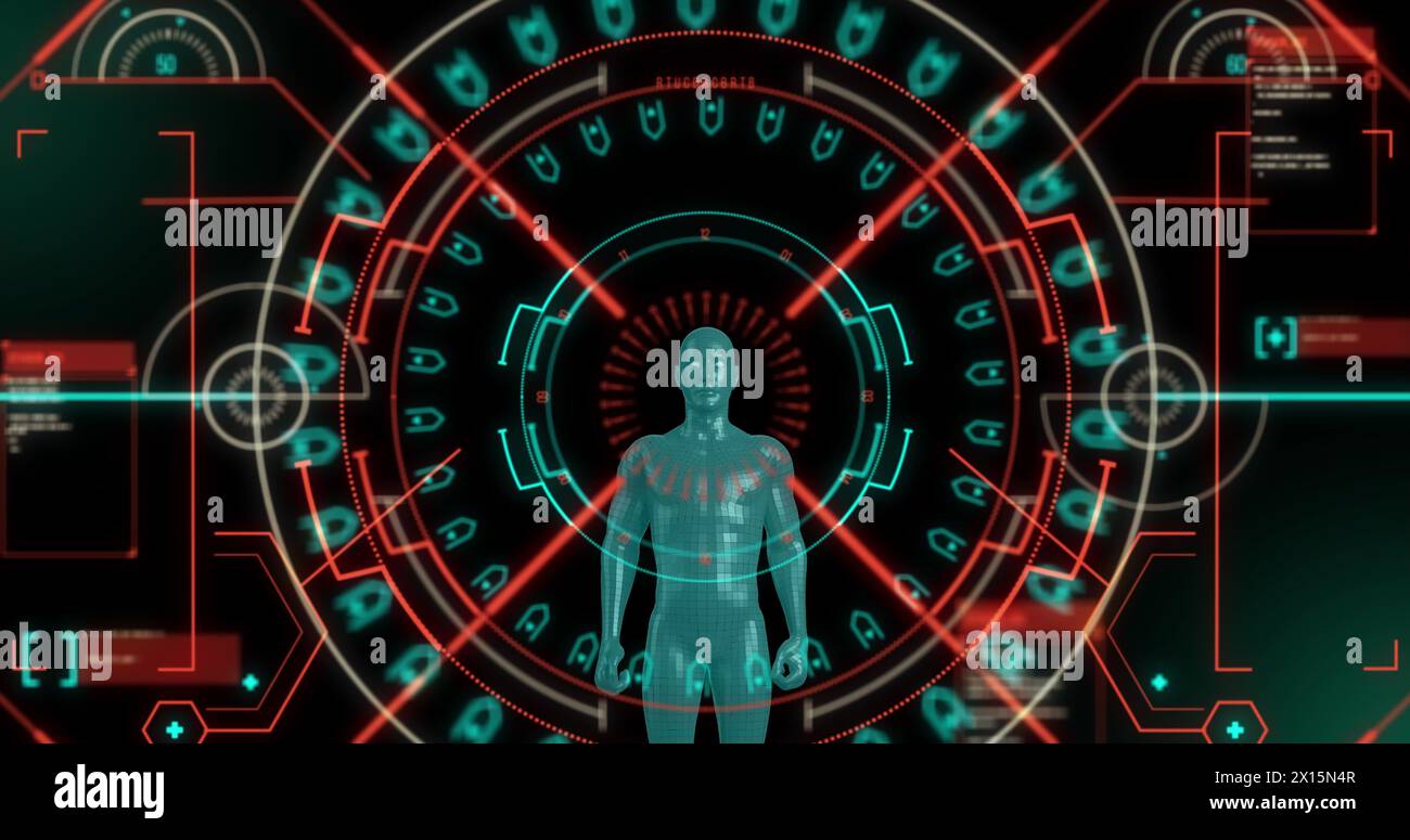 Image of scope scanning and data processing over human body Stock Photo - Alamy