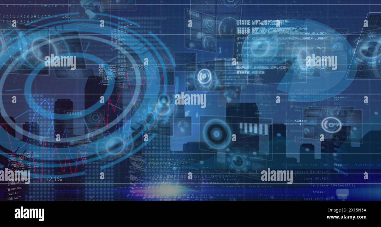 Image of data processing and scope scanning over world map Stock Photo - Alamy
