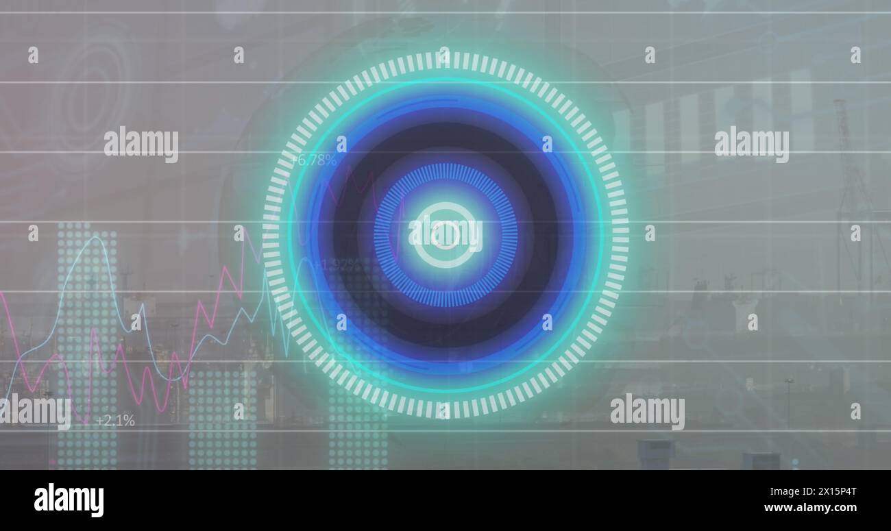 Image of scope scanning over data processing Stock Photo - Alamy