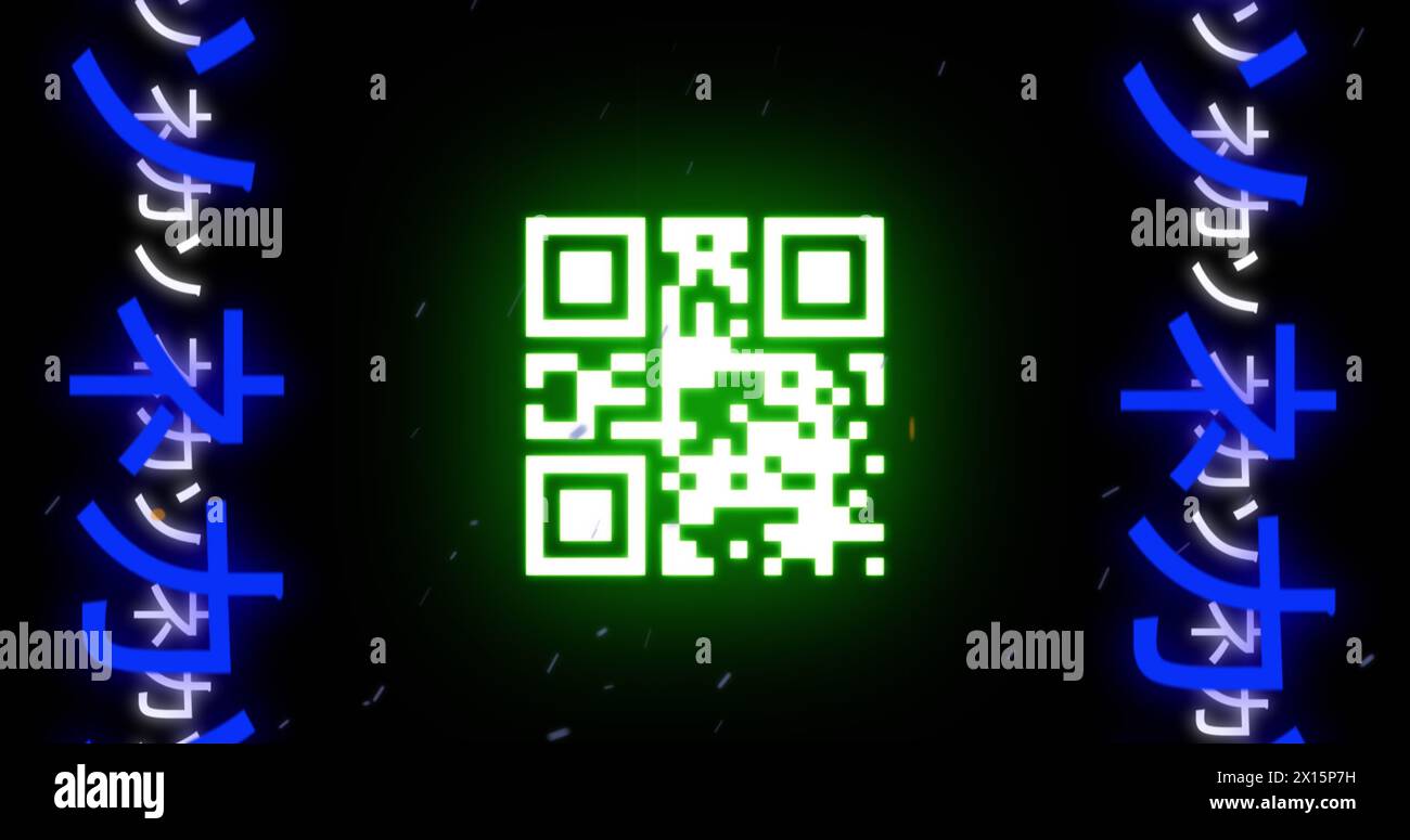 Image of neon qr code over neon qr code Stock Photo - Alamy