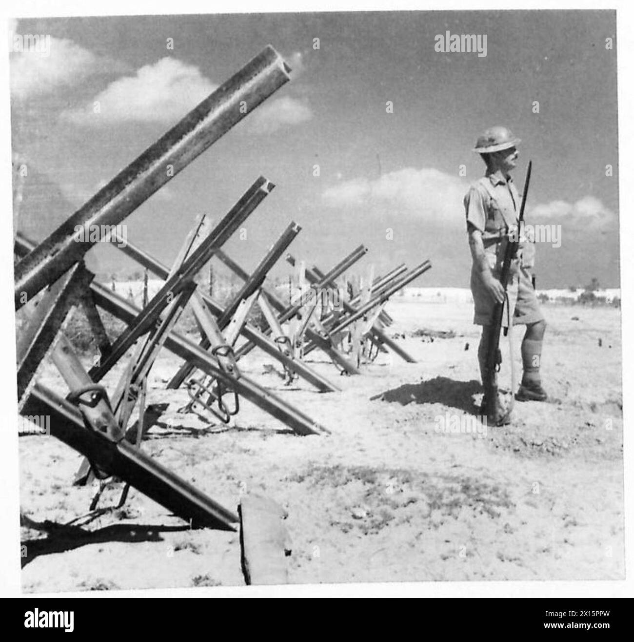 Photographs show British Army anti-tank defences, including 'Hedgehog ...