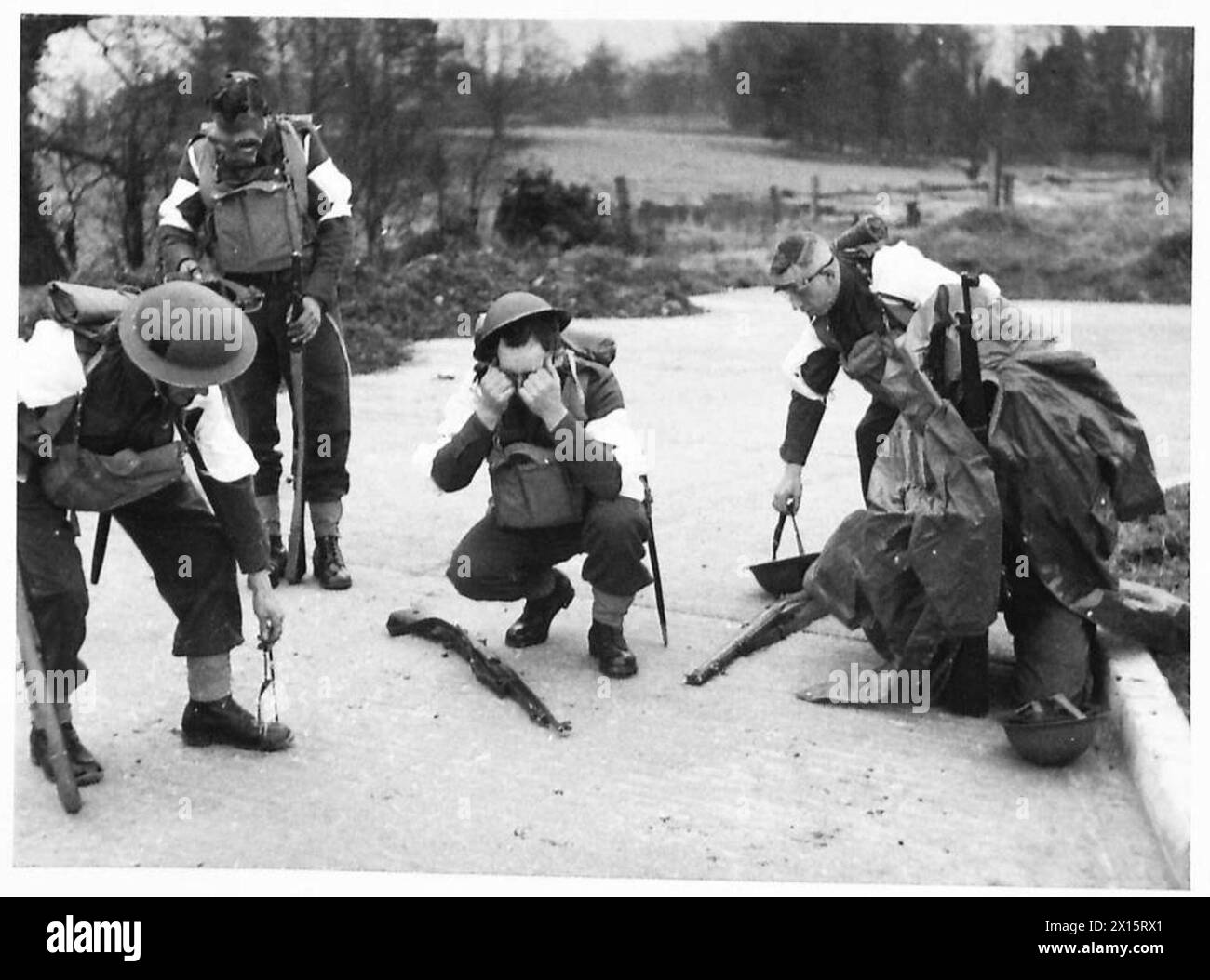 ANTI-GAS DRILL - Five men doing the wrong thing during a gas attack ...