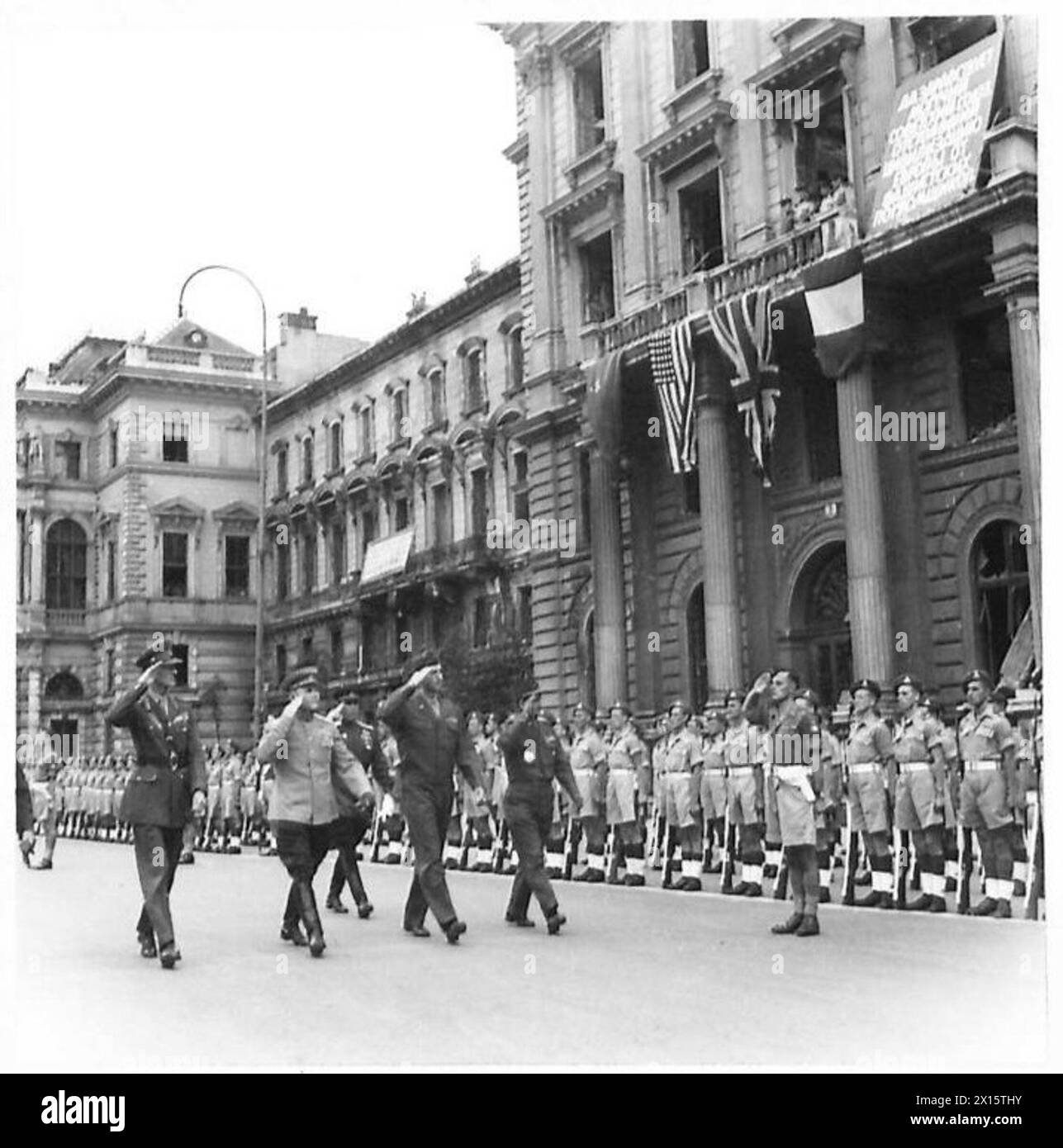 Lieutenant General McCreery, Marshal Koniev, General Mark Clark, and ...