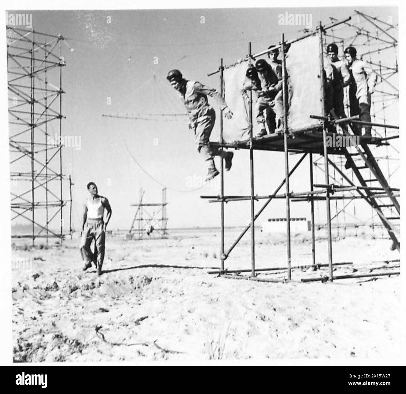 Special Air Service paratroops practice jumps from steel gantries at ...