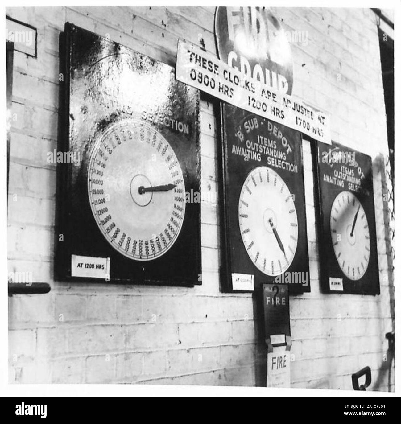 VARIOUS DEPARTMENTS AT CENTRAL ORDNANCE DEPOT, CHILWELL - Clock systems ...