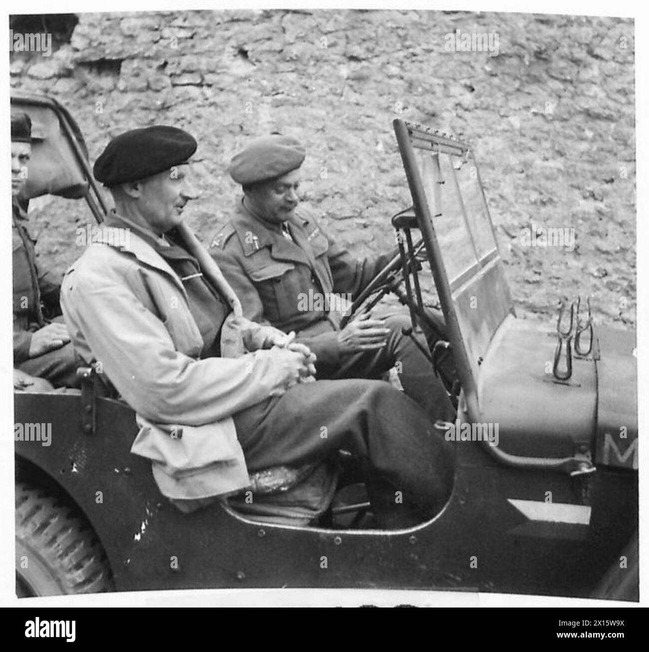 General Montgomery tours a battle area held by Airborne Troops, riding ...