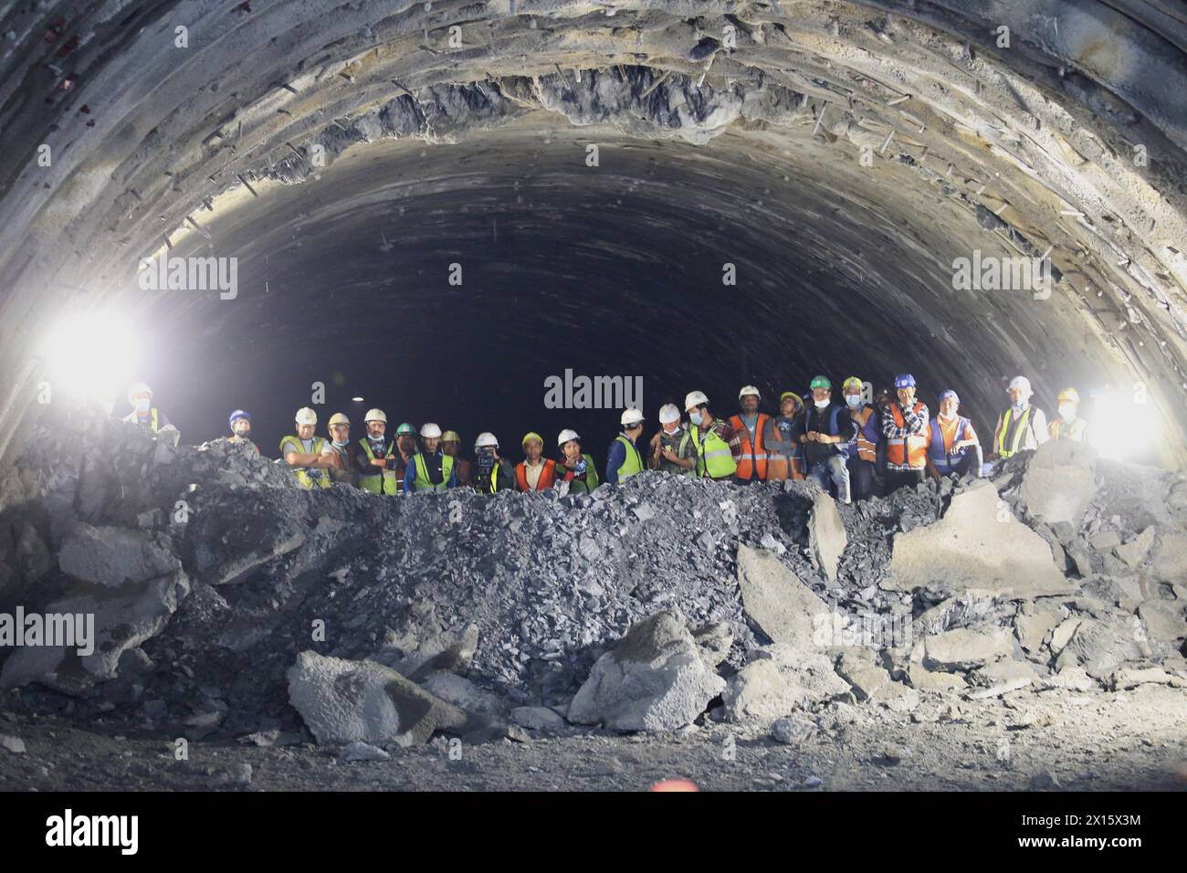 April 15, 2024: People gather at the breakthrough point of the ...