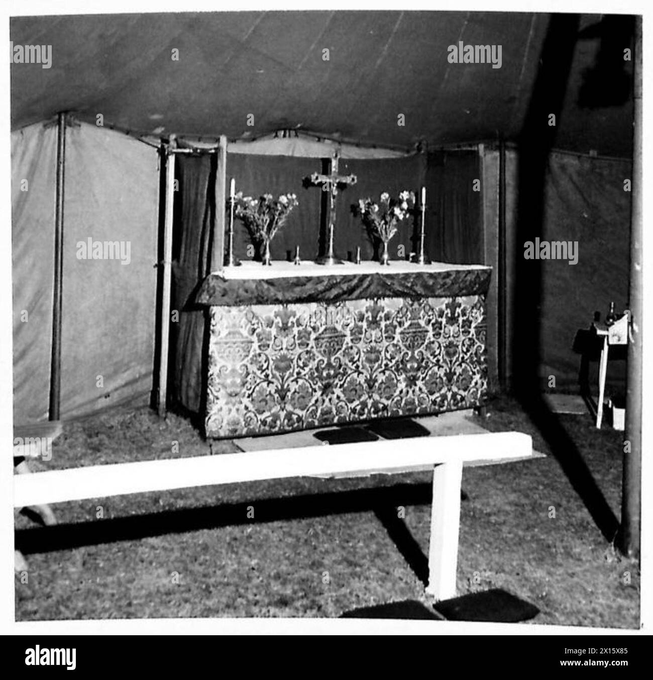 Photographs showing church tents and halls in the marshalling area ...