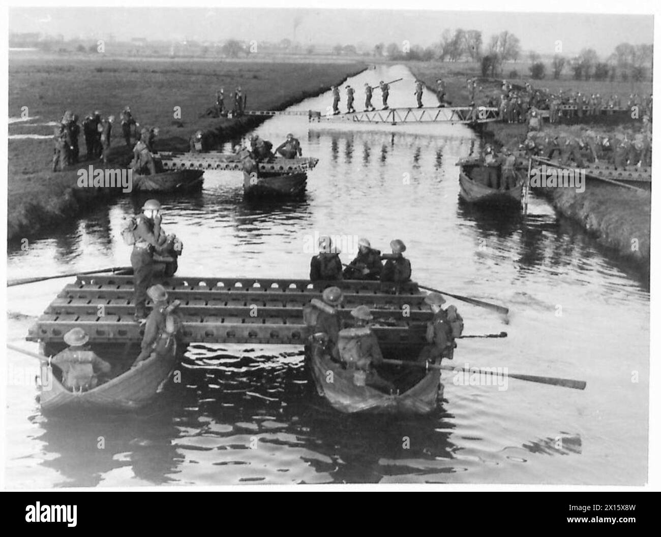 BRIDGING DEMONSTRATION - The centre sections of the bridge being rowed ...
