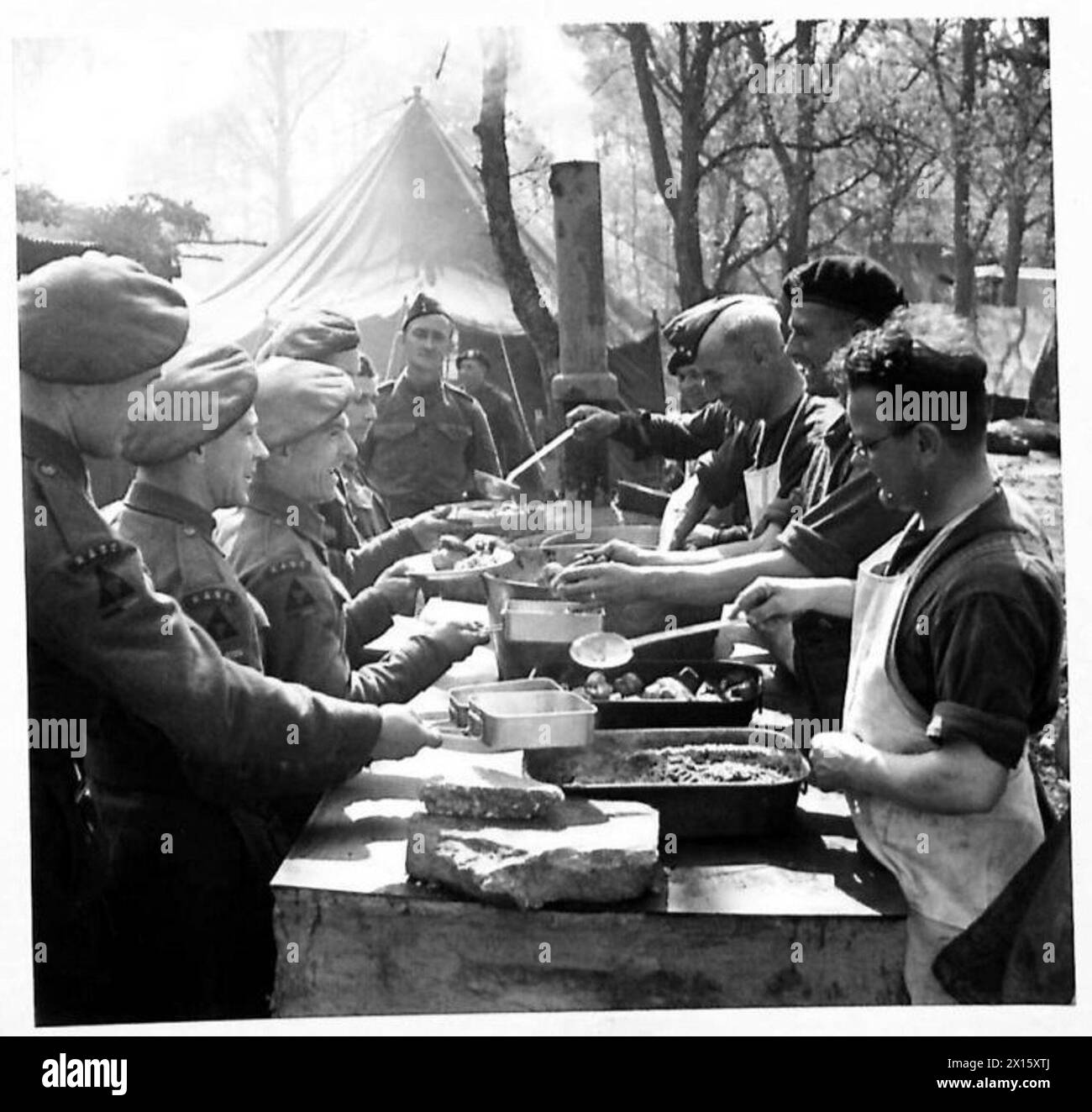 EXERCISE "FABIUS" - Cookhouse - Troops line up for a meal British Army ...