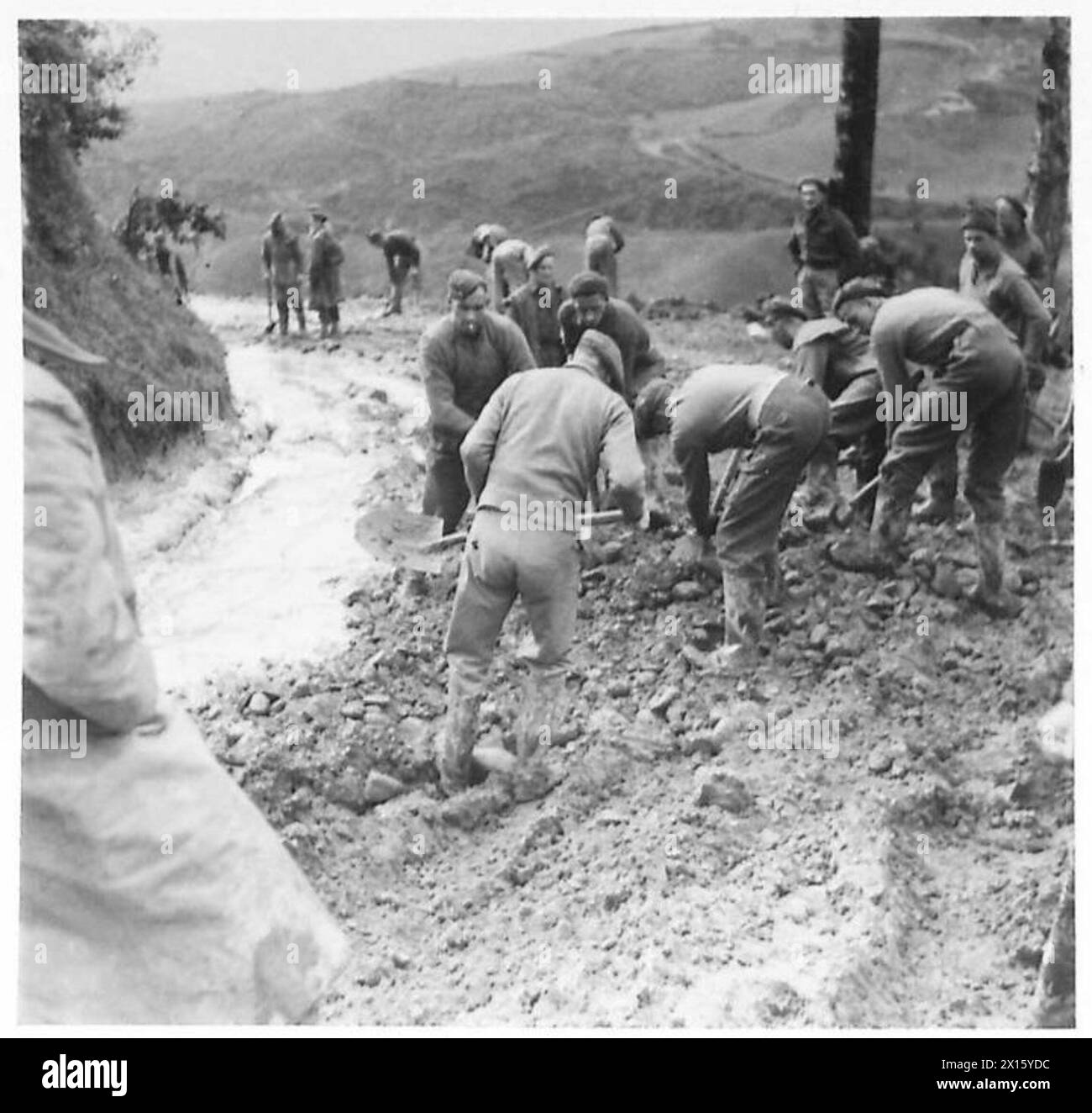 FIFTH ARMY : THE FIGHT AGAINST THE MUD - Rock is blasted from the ...