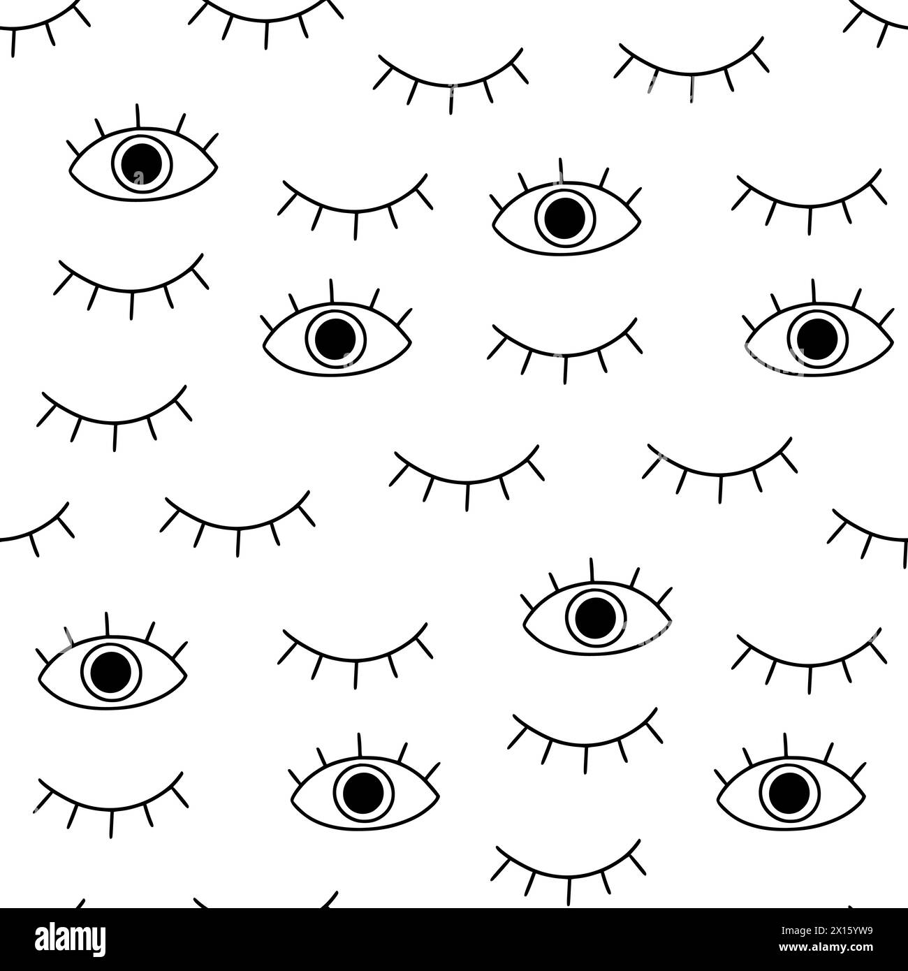 Eye doodle seamless vector pattern. Hand drawn doodle sketch simple ...