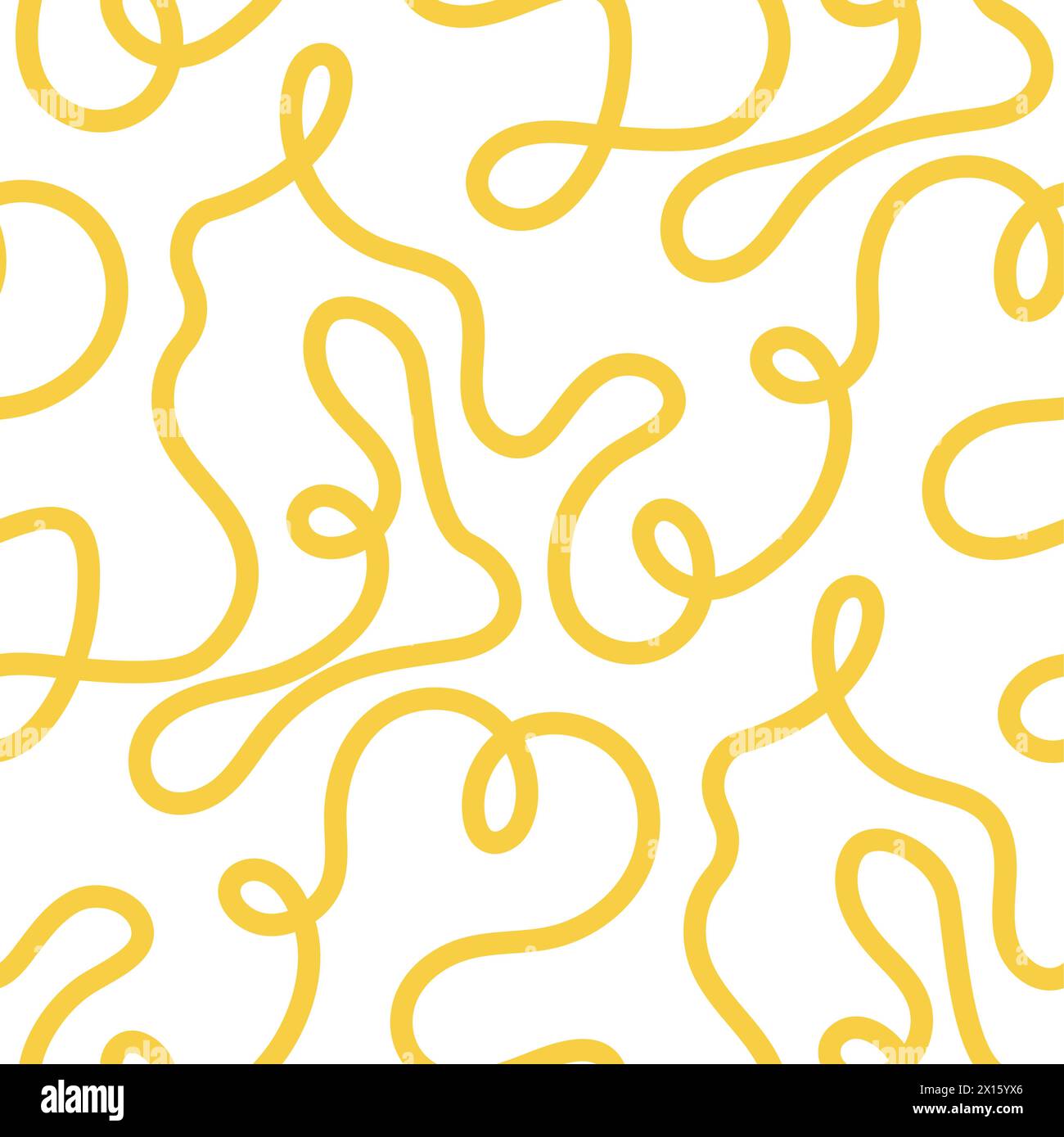 Noodle pasta seamless pattern vector background. Spaghetti curvy doodle ...