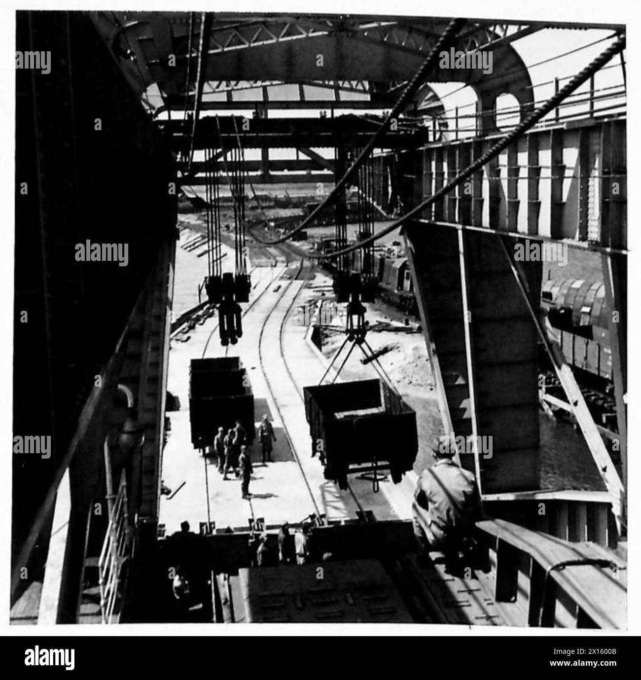Photographs show heavy lifting gear on the stern of the 'Hampton Ferry ...
