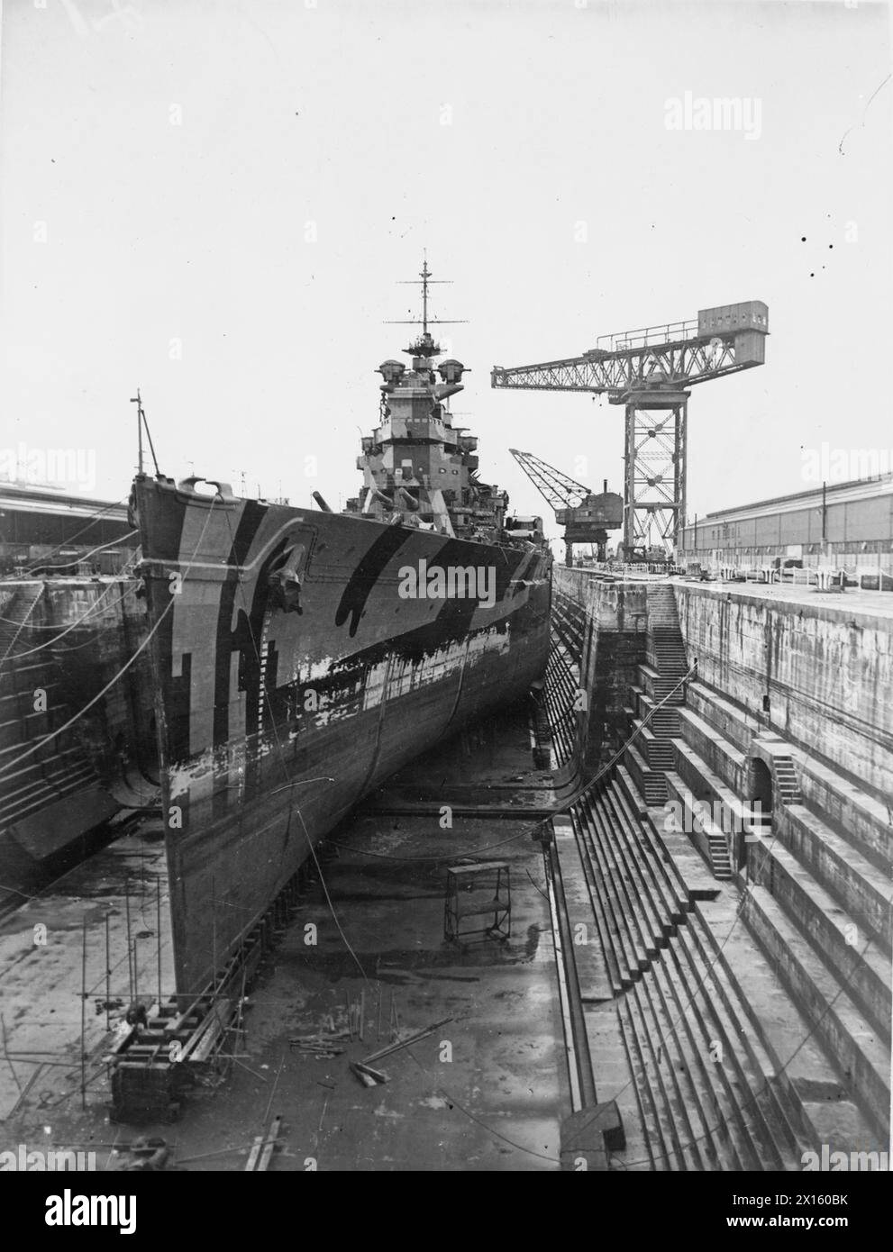 THE REFIT OF HMS KING GEORGE V. 1940, ROSYTH, IN DRY DOCK. - View of ...