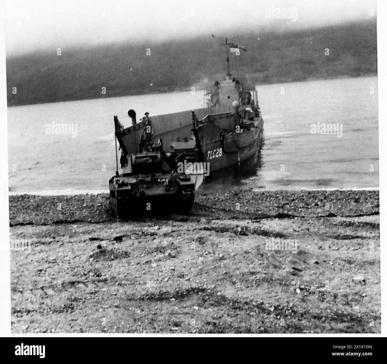 MR. CHURCHILL IN SCOTLAND - A tank and Bren carriers coming ashore from ...