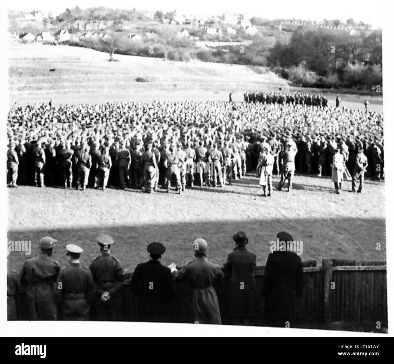 General Montgomery addresses British Army troops at Hastings during a ...