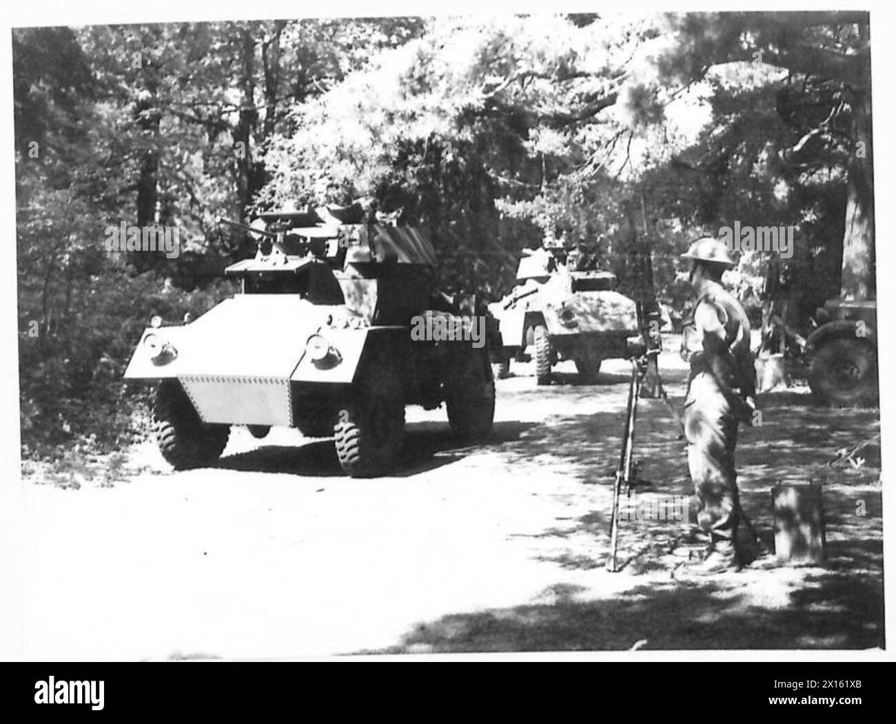 Scout tanks of British Army units exercise, departing from the park at ...