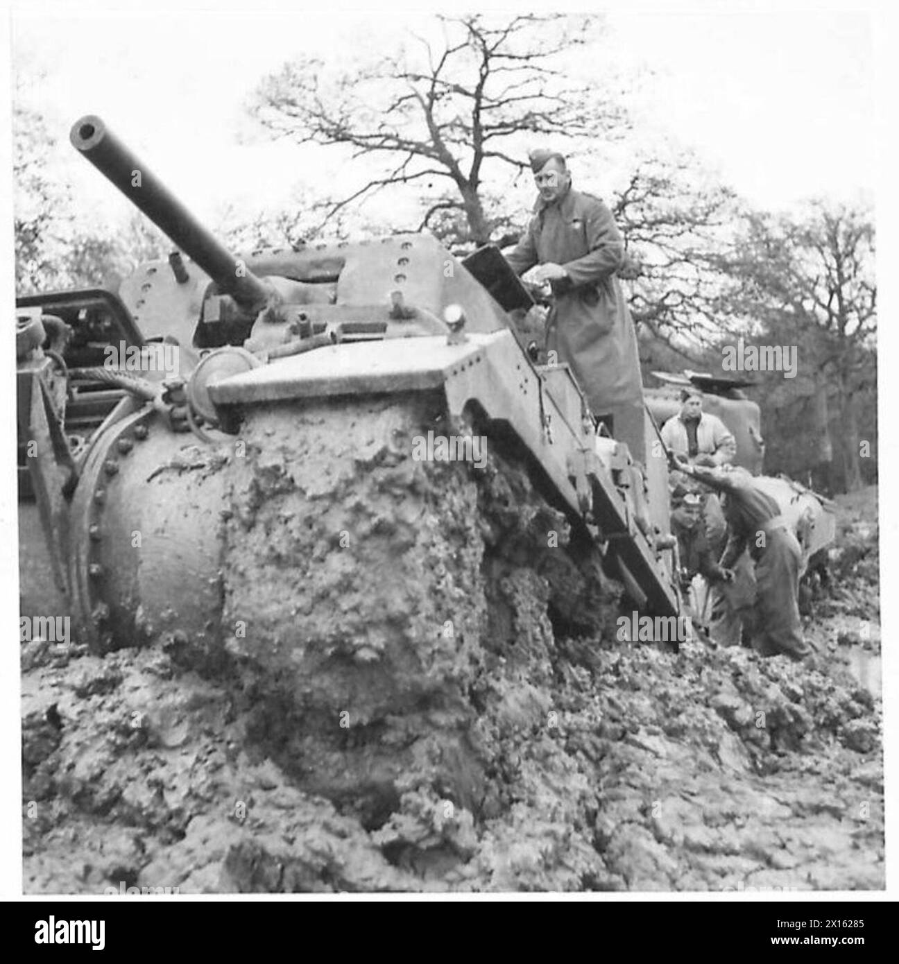 EXPERIMENTAL TANK RECOVERY SECTION ABORFIELD - A Ram tank stuck fast in ...