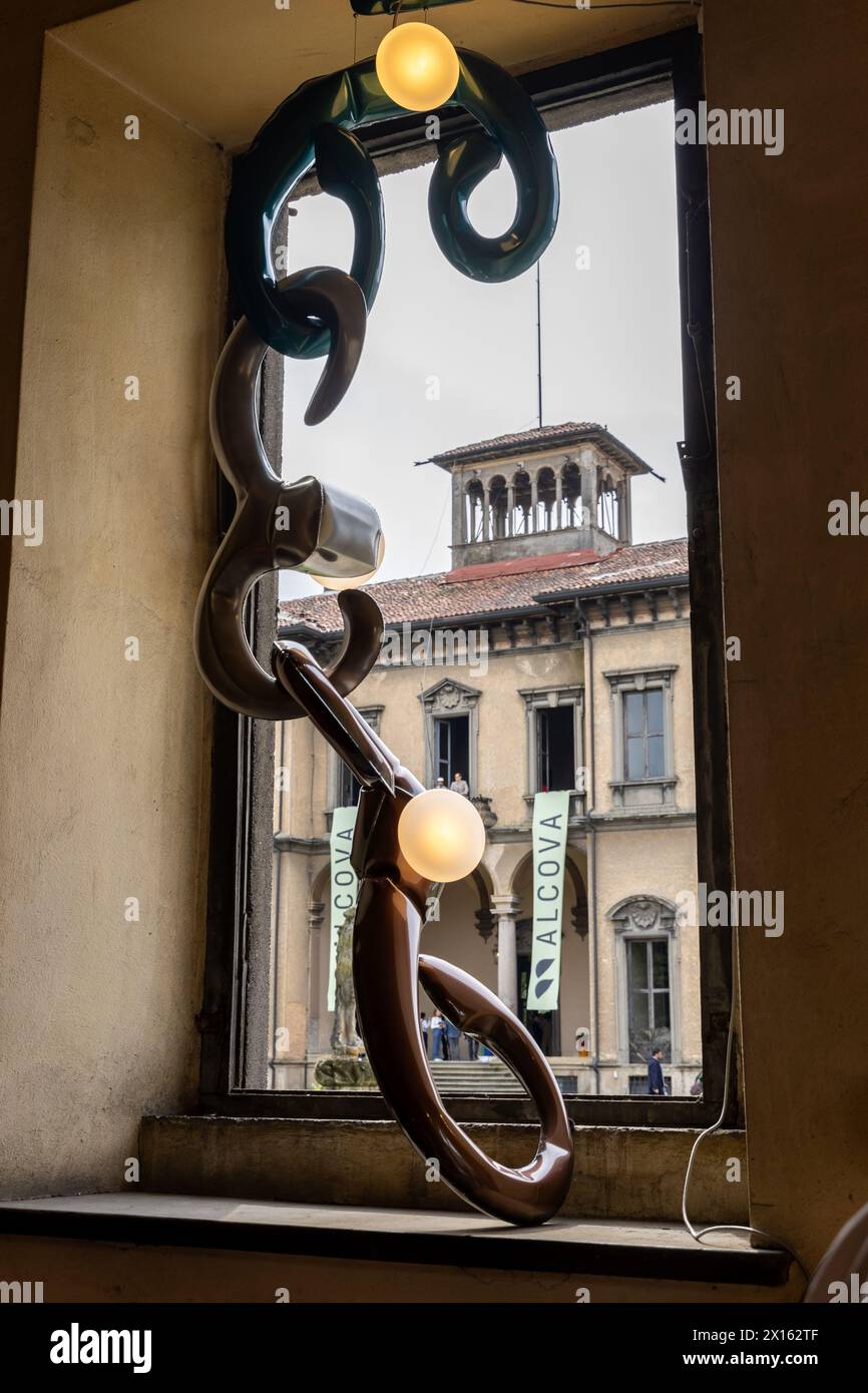 Milan, Italy - april 2024 - Fuorisalone Milan design week - Alcova exposition in Varedo - in the ...