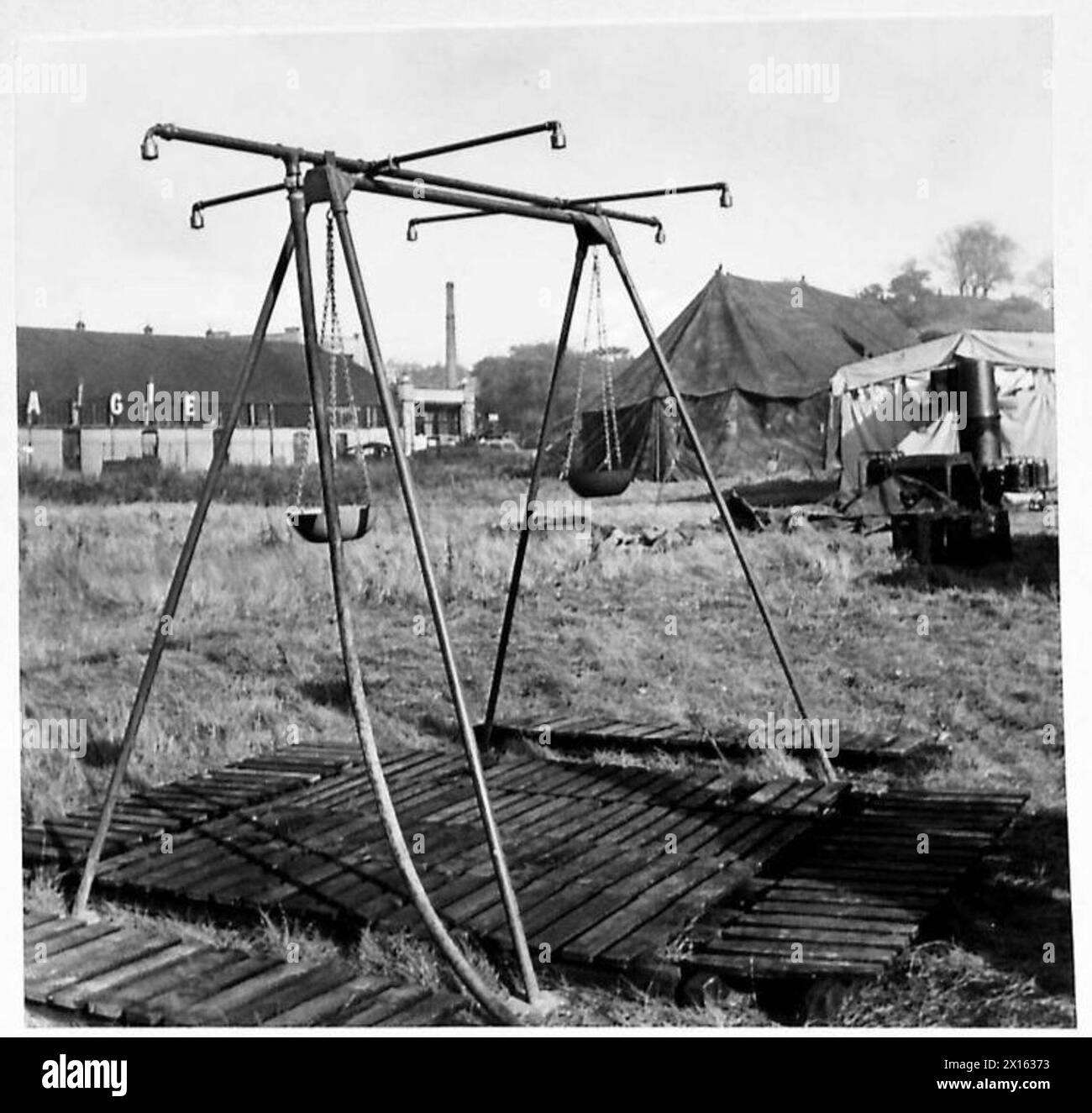A British Army bathing spray is shown, used for hygiene purposes Stock ...