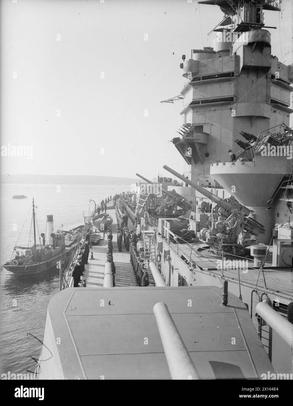 ON BOARD THE BATTLESHIP HMS RODNEY. 1940, ON BOARD THE BRITISH BATTLESHIP. - During Sunday ...