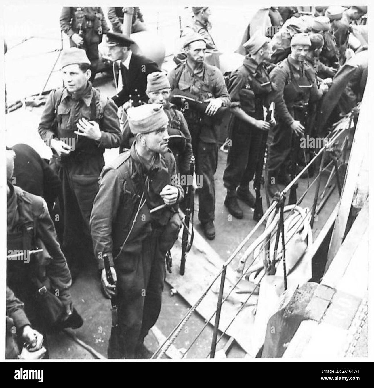 British Army troops wait to disembark at Newhaven after returning from ...