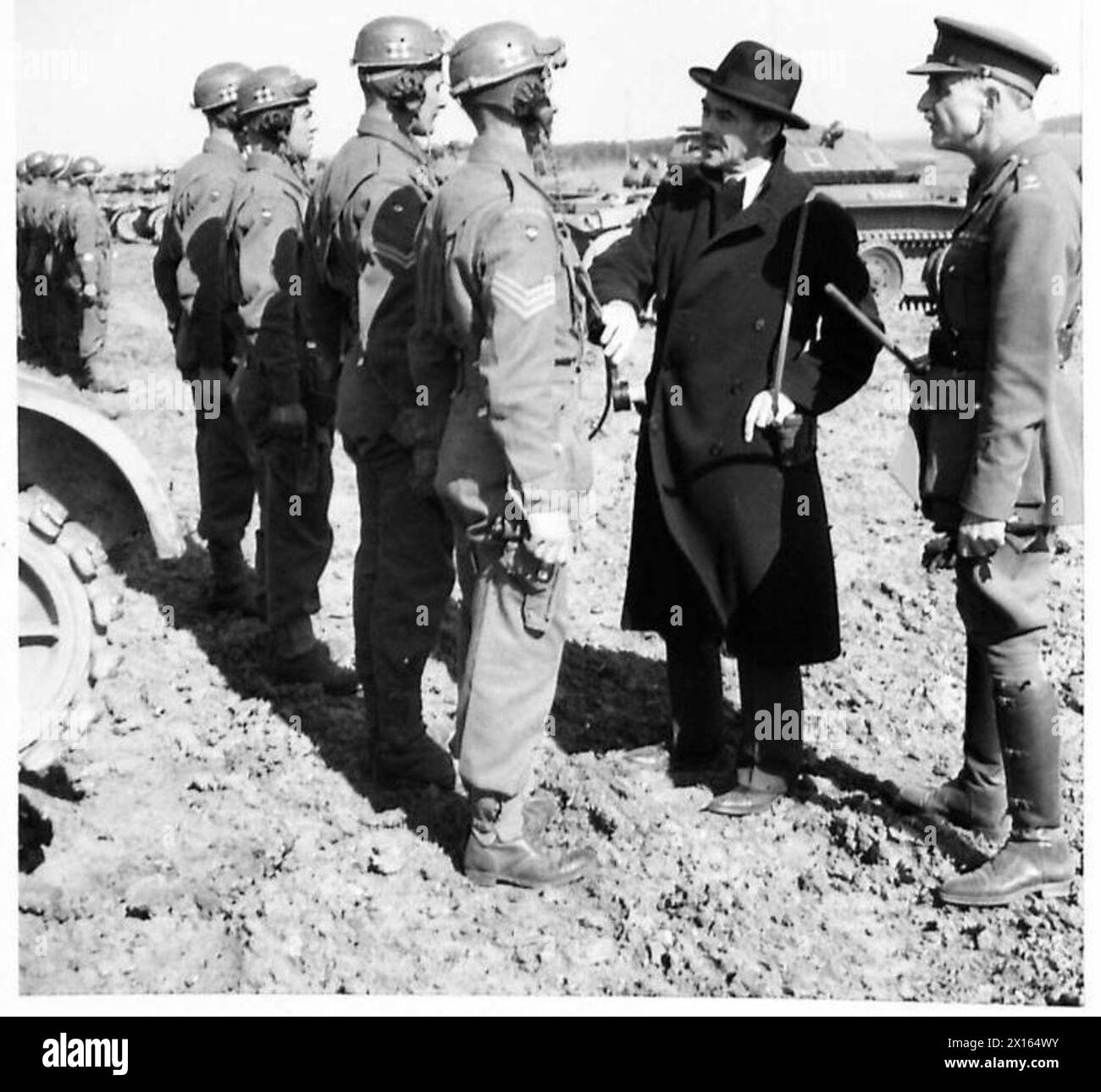 Prime Minister and General Marshall observe a tank crew during an ...