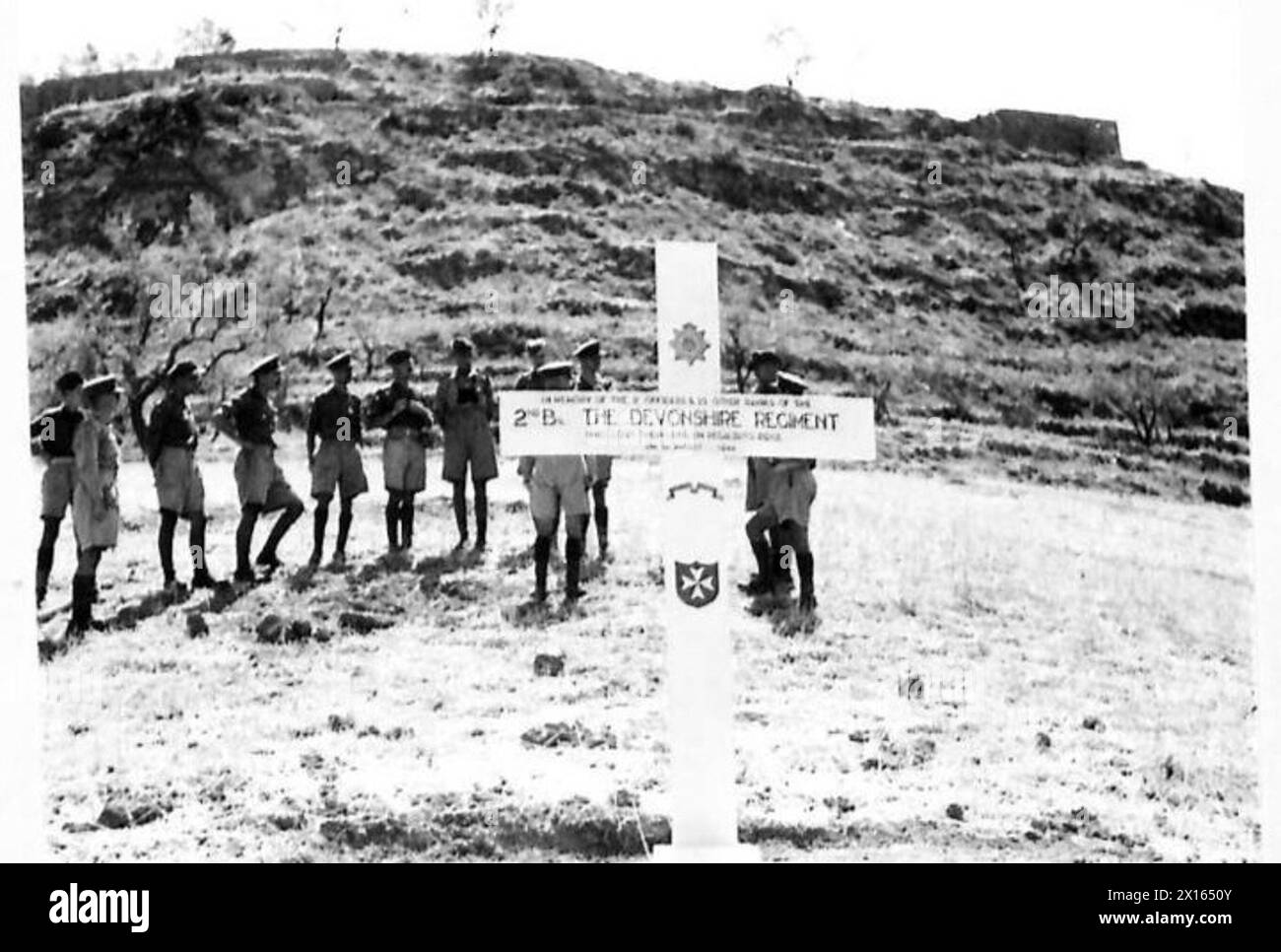 SICILY (VARIOUS) DEVON'S MEMORIAL IN SICILY - The white cross erected ...