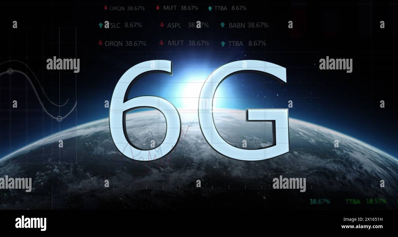 Image of data processing and 6g text over globe Stock Photo - Alamy