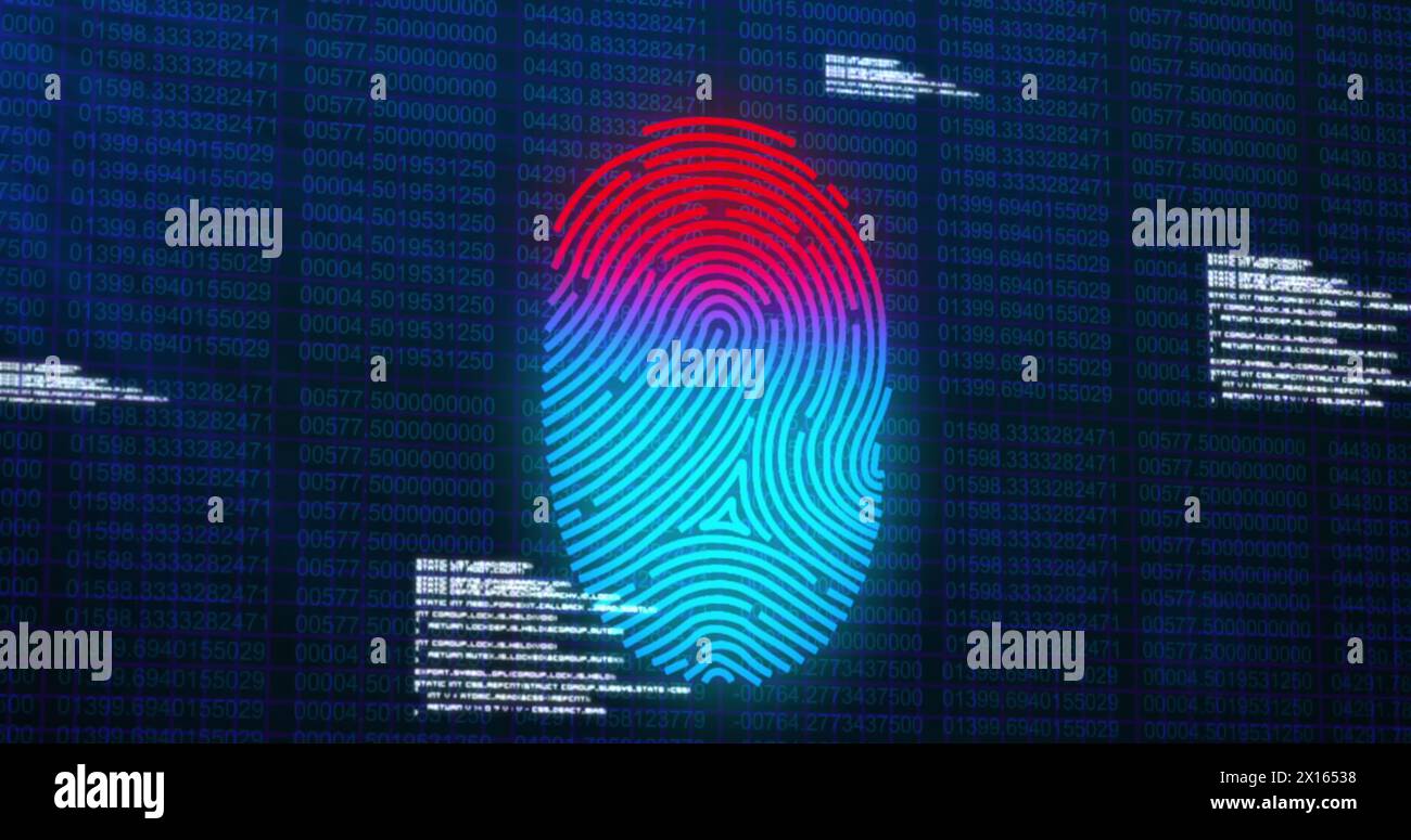 Image of fingerprint over data processing Stock Photo - Alamy