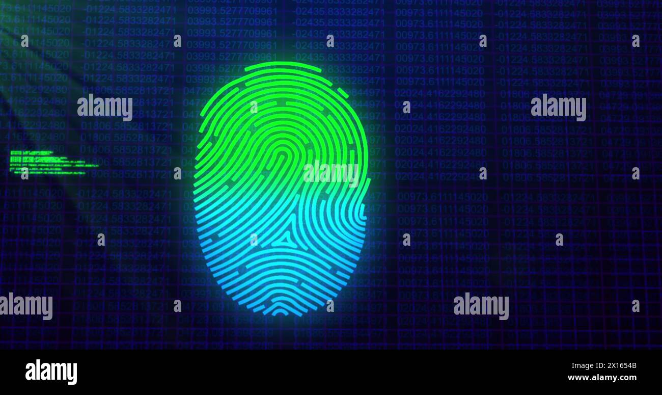 Image of fingerprint over data processing Stock Photo - Alamy