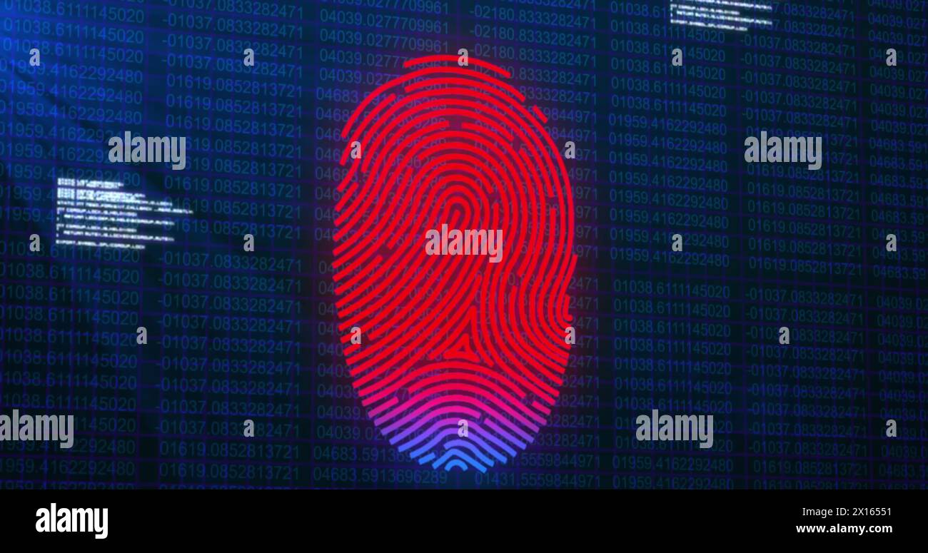 Image of fingerprint over data processing Stock Photo - Alamy
