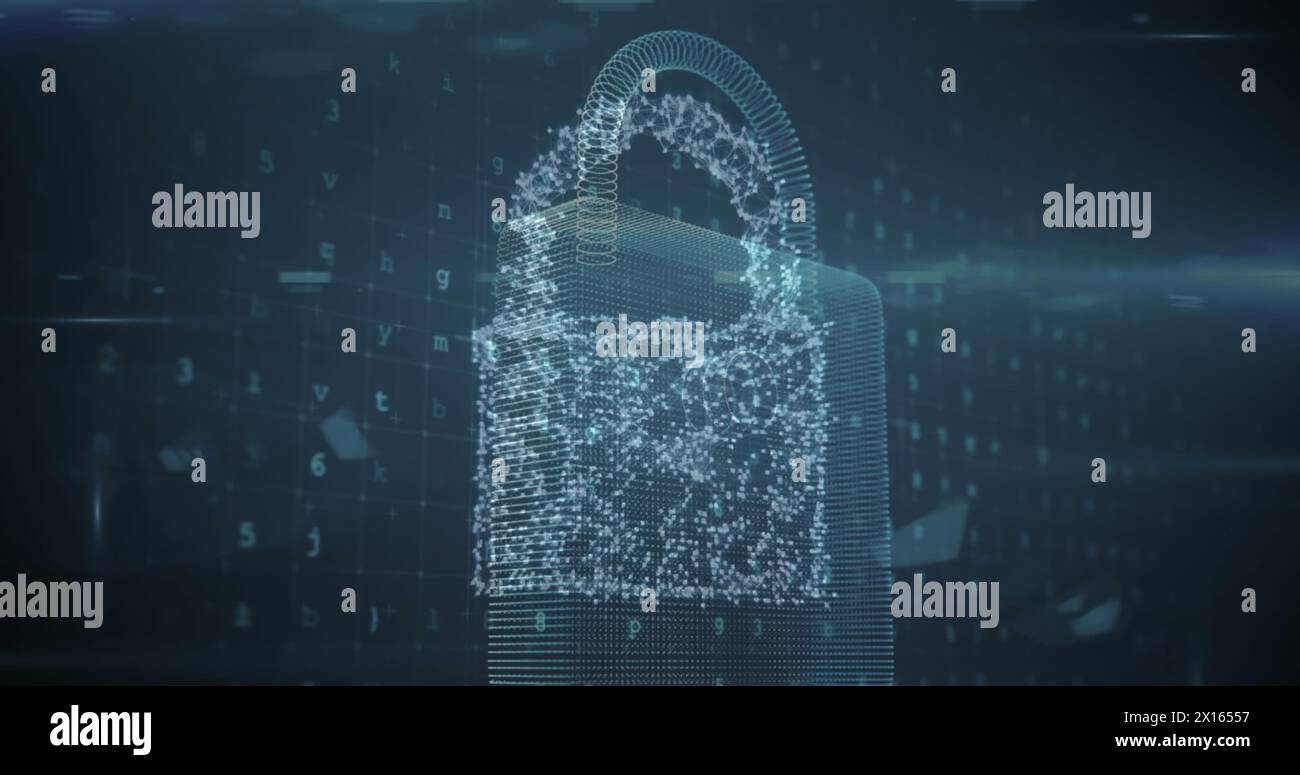 Image of padlock over data processing Stock Photo - Alamy