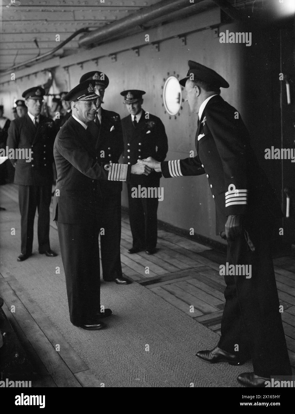 THE KING WITH THE INVASION FLEET. 24 MAY 1944, HMS BULOLO, AT BEAULIEU ...