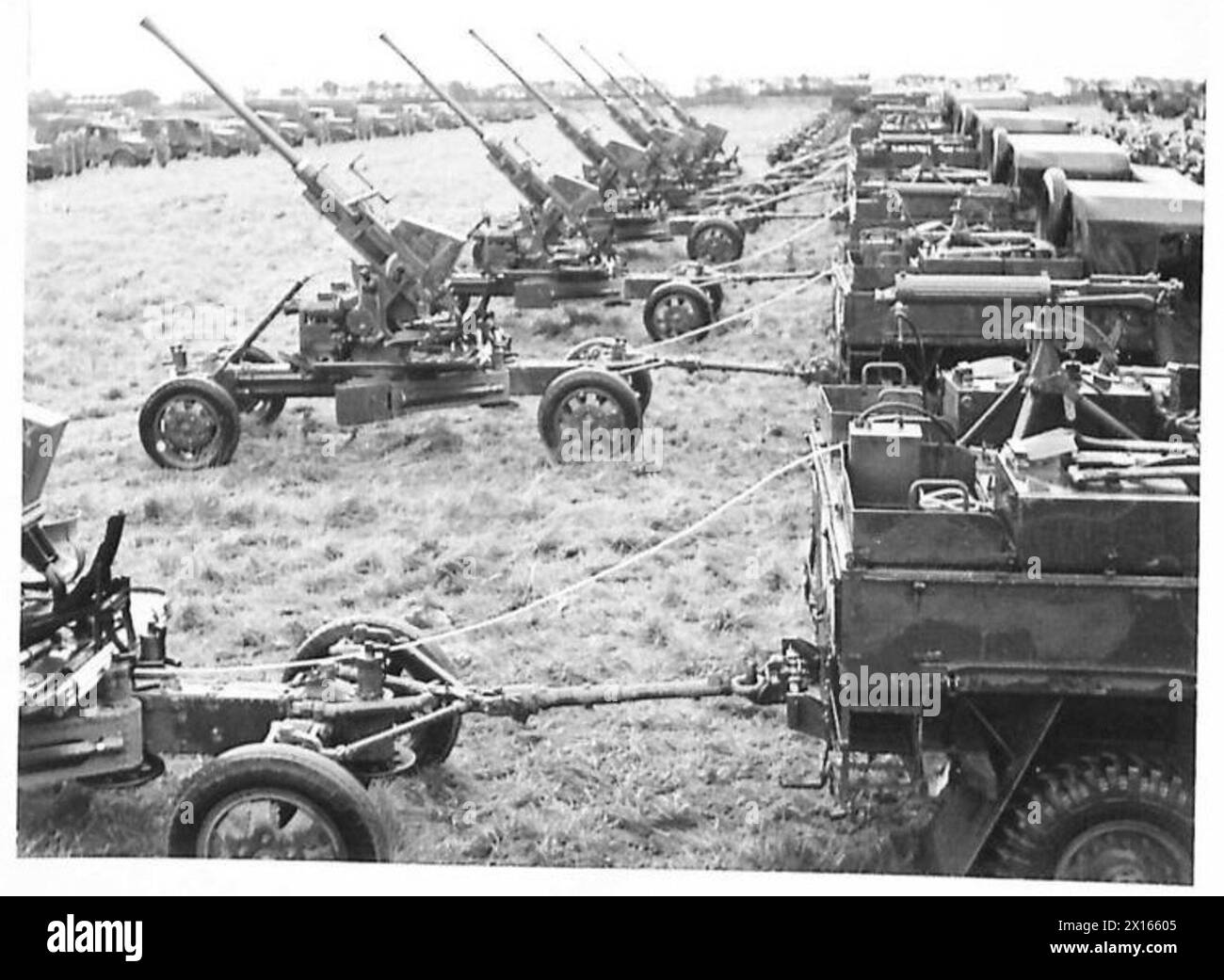 ARMOURED DIVISION DEMONSTRATION - A line of Bofors guns inspected by ...