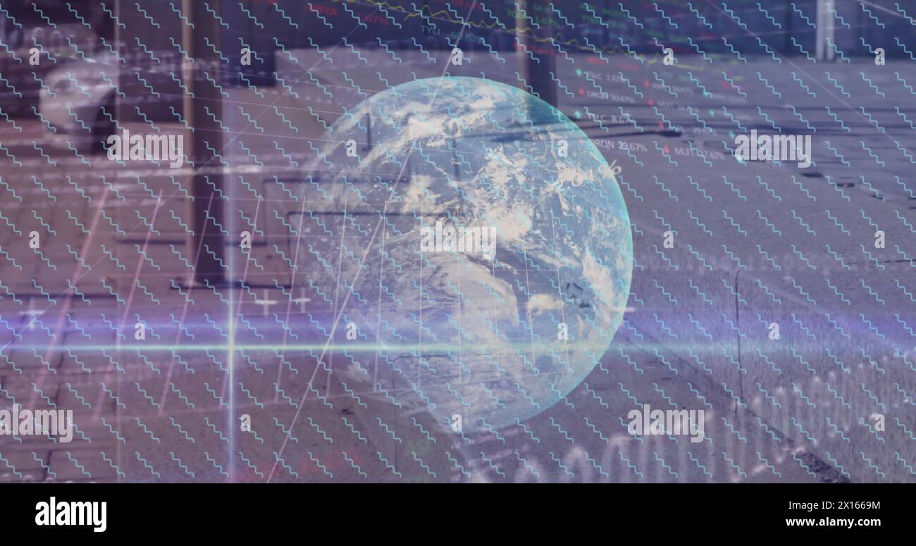 Image of globe, binary coding with networks of connections Stock Photo - Alamy