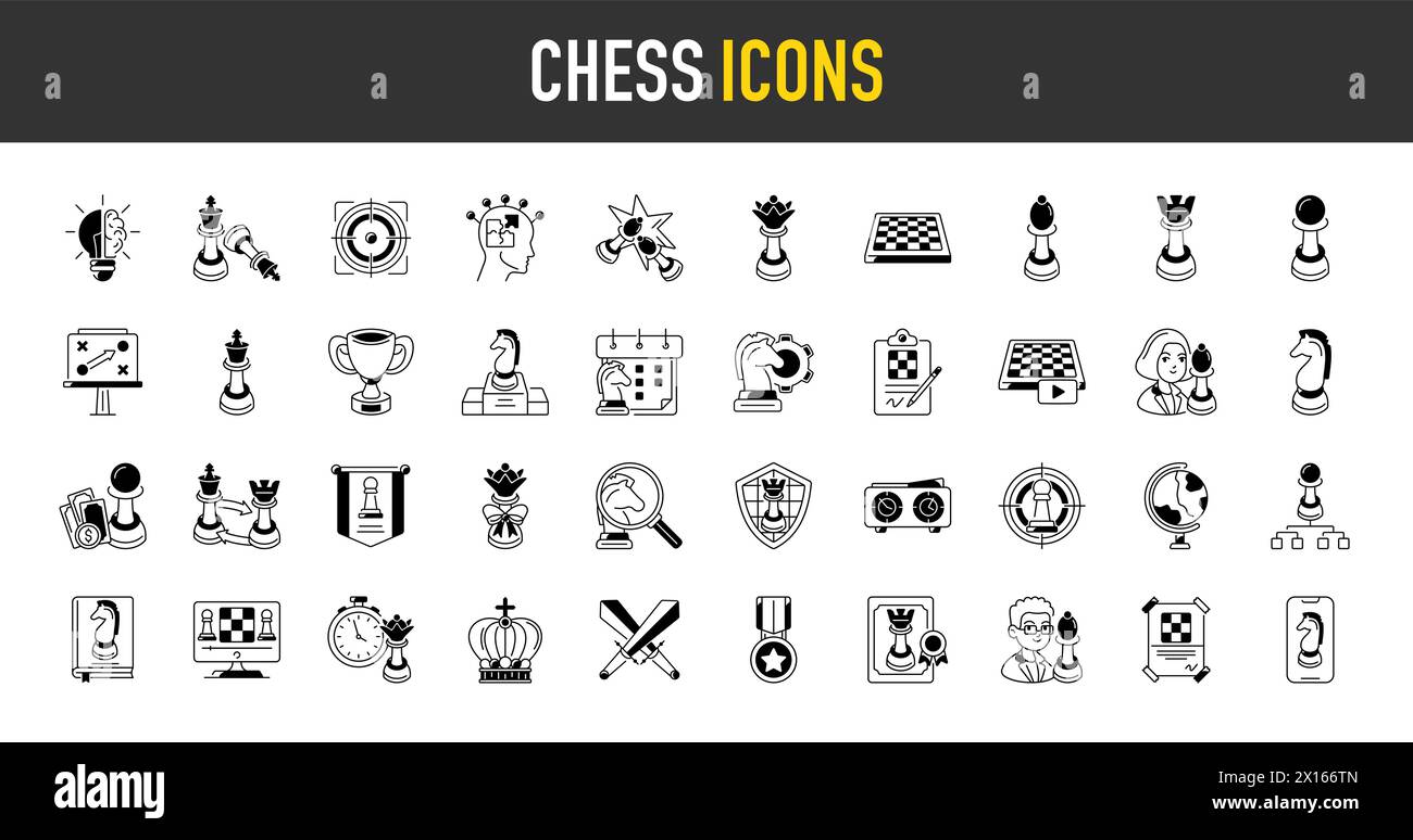 Simple Set of Chess Related Vector Icons. Contains such Icons as Queen ...