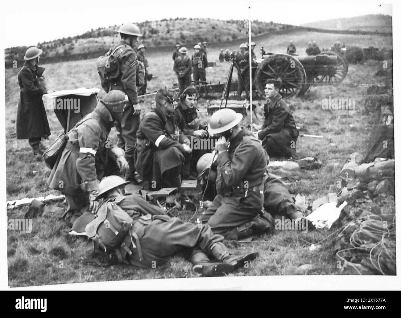 ARTILLERY ON A SCOTTISH MOOR - The battery telephonists busy with their ...