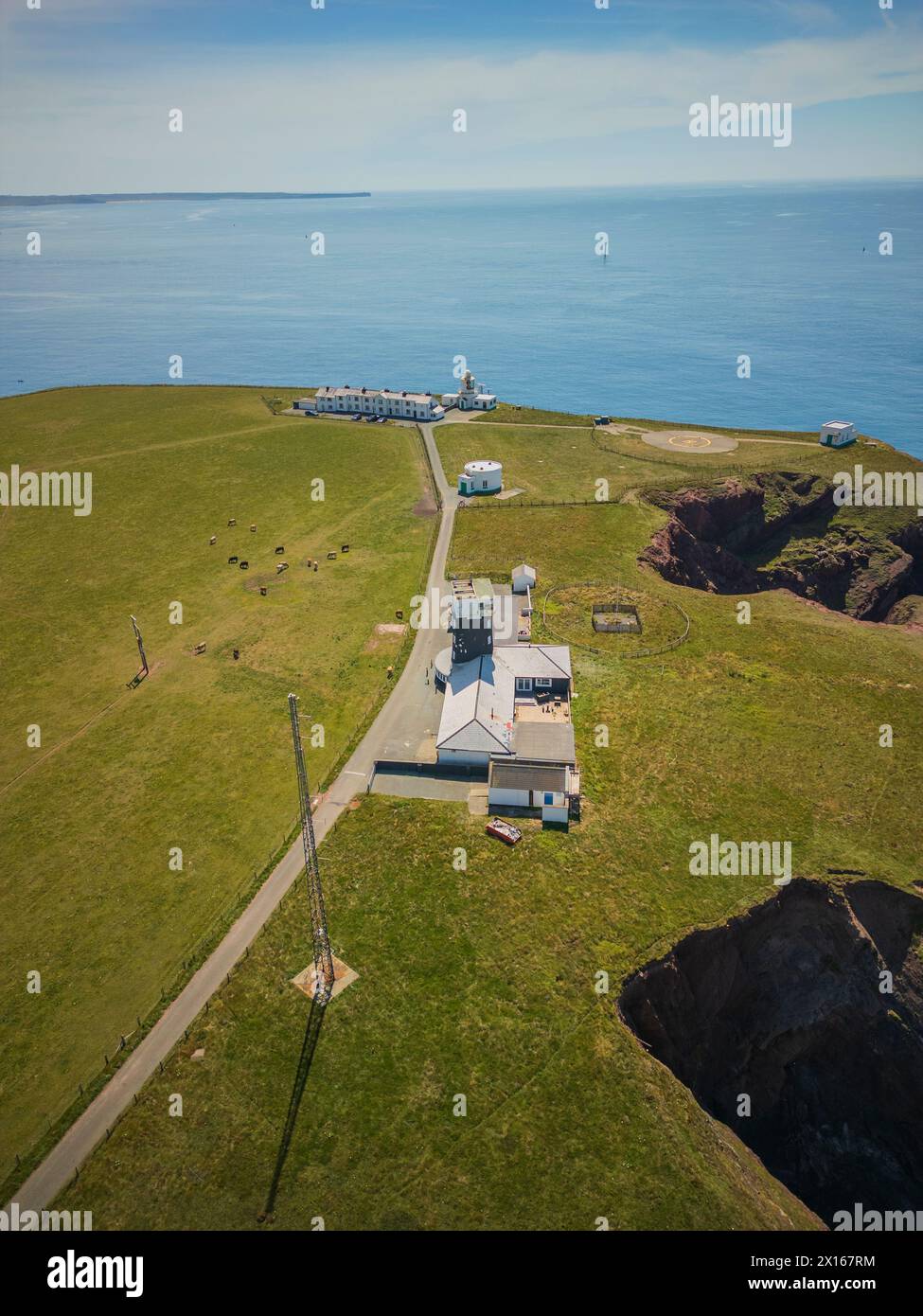 Aerial view of St Anne's head lighthouse, Dale, Pembrokeshire, UK Stock ...